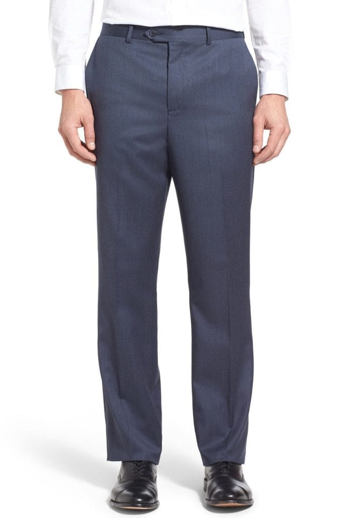 All season wool dress pants for men in a flat front styling