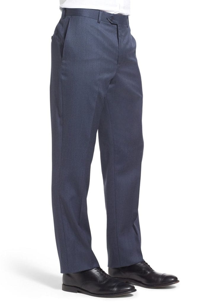 All season wool dress pants for men in a flat front styling