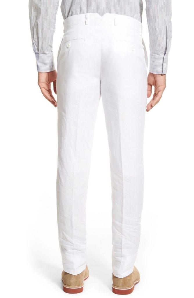 Linen pants for a beach wedding with an after-dinner split