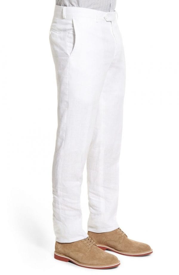 Linen pants for a beach wedding with an after-dinner split