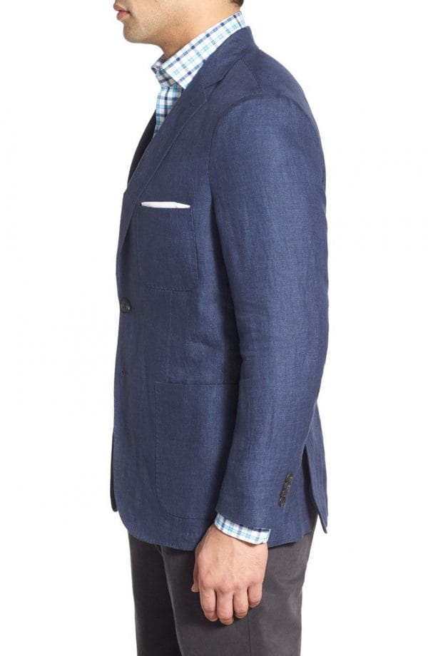 Cotton Linen Blazer Men's Patch Pocket Jacket