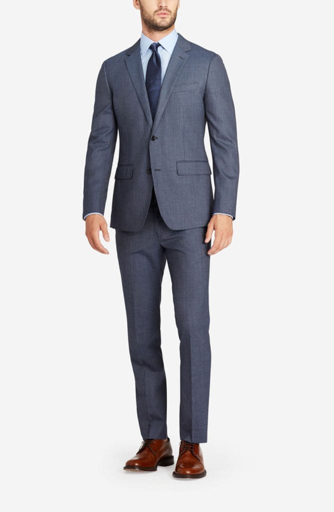 Slate Blue Wedding Suit | Custom Tailored in Sharkskin Wool