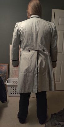 Womens beige frock coat red stripe 5th Doctor Who in Peter Davison style